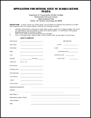 Fillable Online dot alaska APPLICATION FOR OFFICIAL STATE OF ALASKA ...