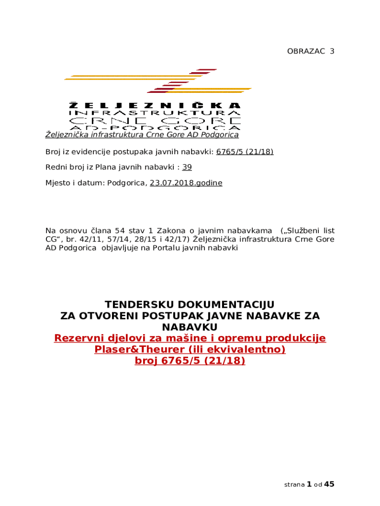 Tenderska dokumentacija broj-6765/5 (21/18)- Rezervni djelovi za maine i opremu produkcije ...
