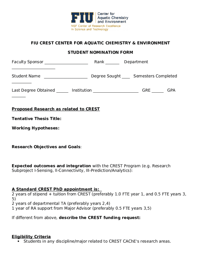 CREST Center for Aquatic Chemistry and Environment ... - crestcache fiu ...