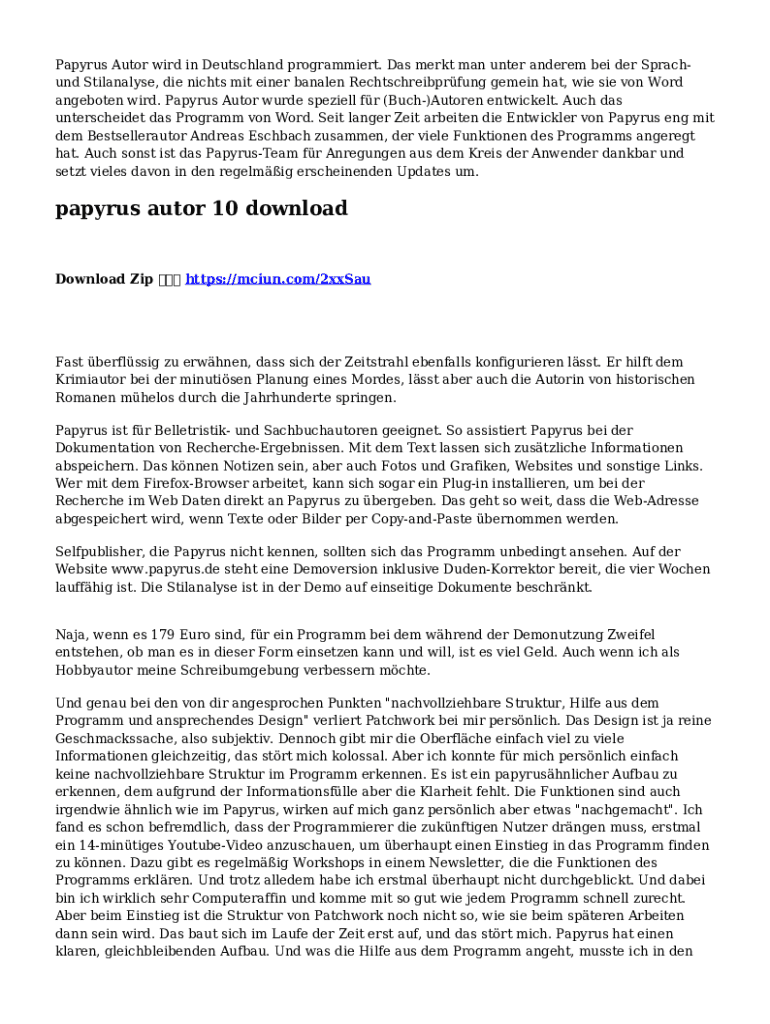 Ausfüllbar Online Papyrus Autor fr bersetzer: Die bessere Alternative zu Word Fax Email Drucken ...