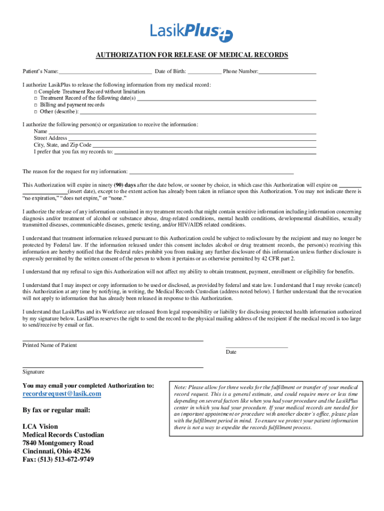 Fillable Online 1923157 LCA Vision Consent Fax Email Print - pdfFiller