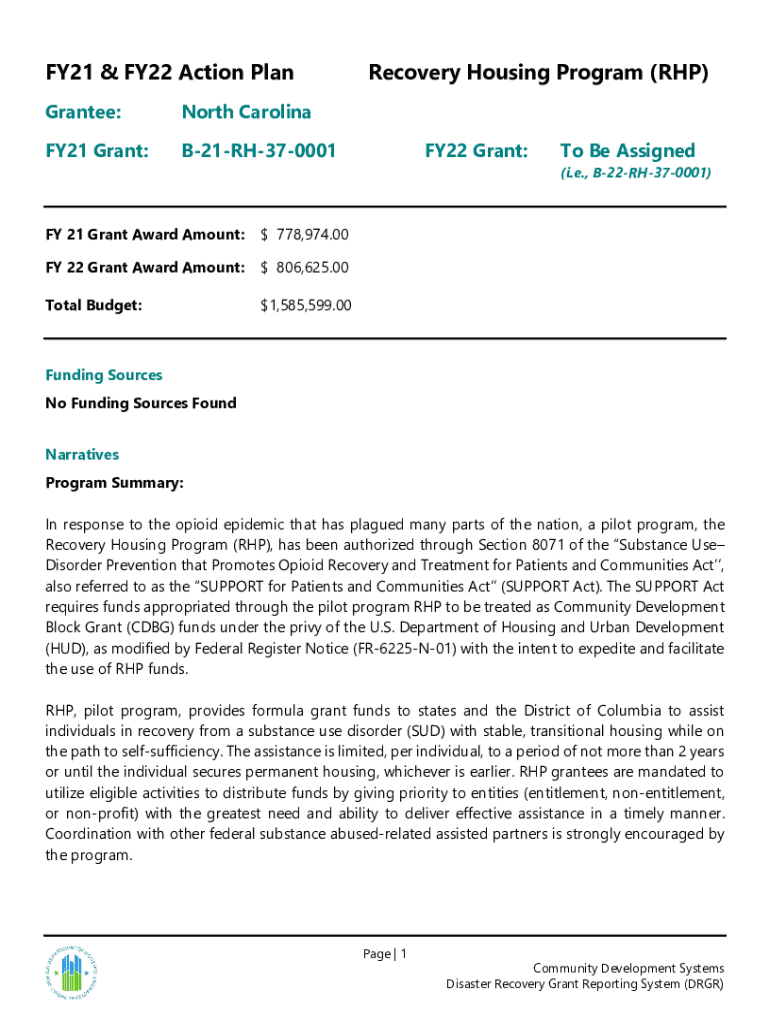 Fillable Online FY21 & FY22 Action Plan Recovery Housing Program (RHP) Fax Email Print - pdfFiller