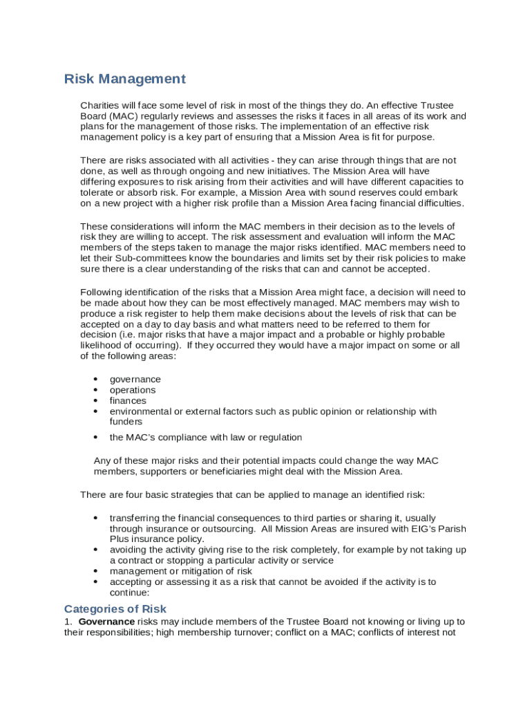 The importance of risk management for charities and non- ... Doc ...