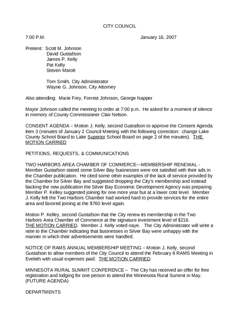 James P. Kelly, excused David Gustafson Pat Kelley Ste Doc Template ...