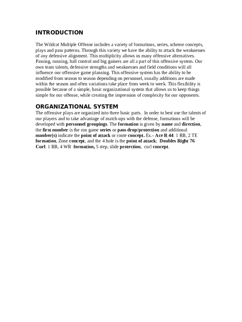 The Wildcat Multi Spread Offense: A Youth Football ... Doc Template ...