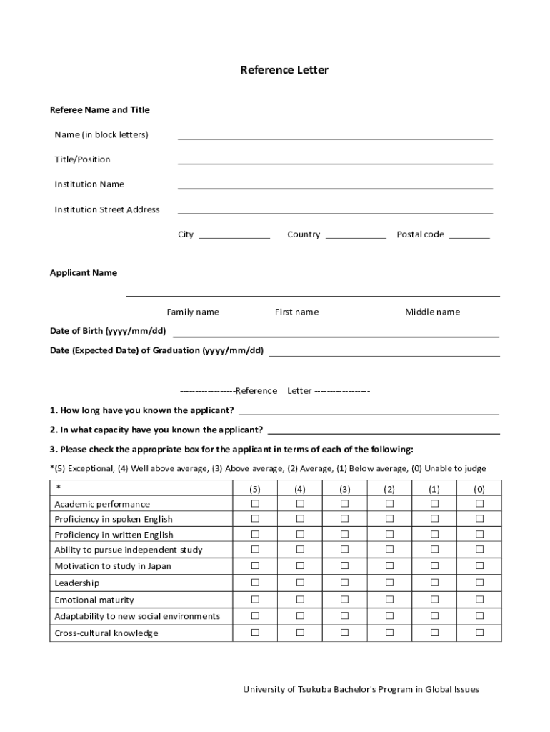 Fillable Online bpgi tsukuba ac Letter to Referee Fax Email Print ...