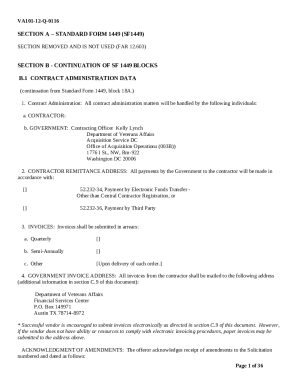 SECTION A STANDARD 1449 (SF1449) Doc Template | pdfFiller