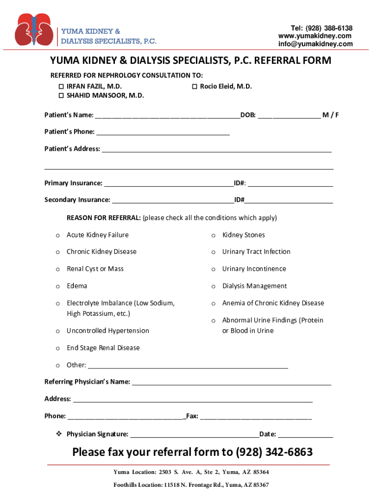 Fillable Online Please fax your referral form to (928) 342-6863 Fax ...