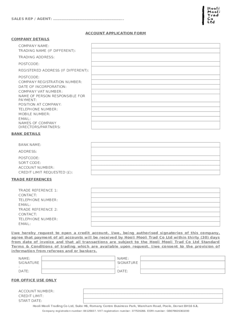 Hooli Mooli Trad Co Ltd - Account opening .docx Doc Template | pdfFiller