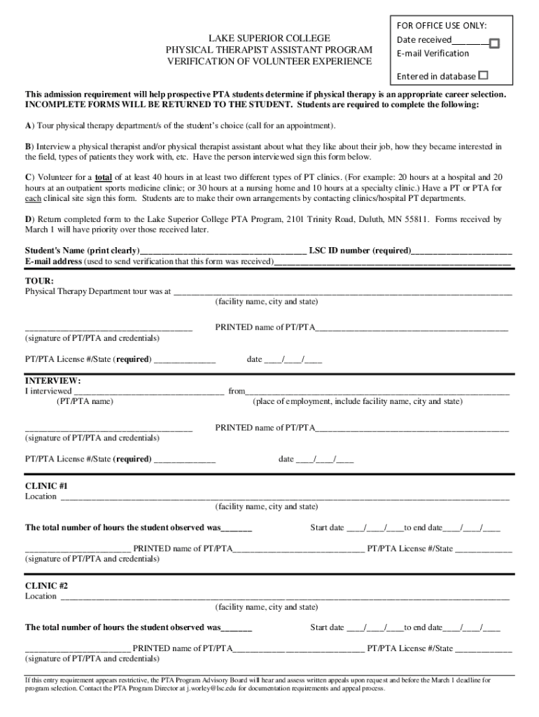 Fillable Online PTA Forms - Duluth Fax Email Print - pdfFiller