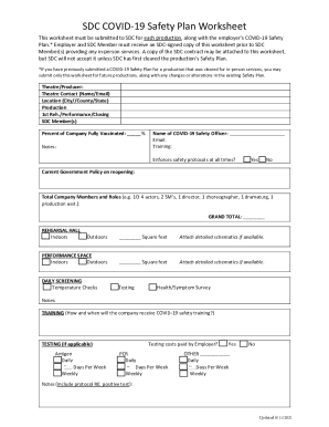Fillable Online SDC COVID-19 Safety Plan Worksheet Fax Email Print ...