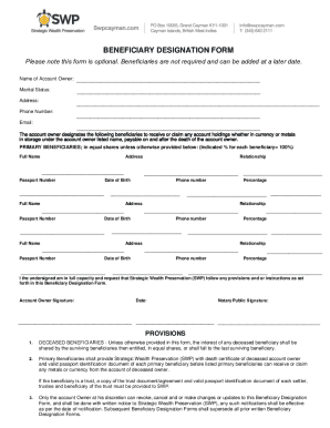 Fillable Online DESIGNATION OF BENEFICIARIES & RECORD OF ... Fax Email ...