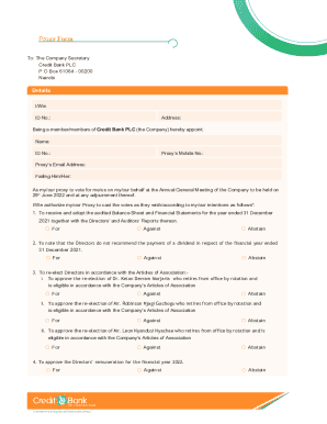 Fillable Online Proxy Form for Annual Report Fax Email Print - pdfFiller