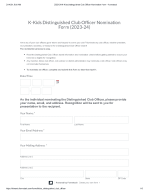 Fillable Online Distinguished Club Officer Nomination Form PDF for ...