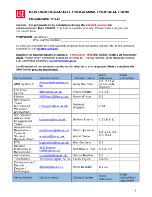 new undergraduate programme proposal Doc Template | pdfFiller