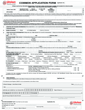 Fillable Online Union KBC Mutual Fund Common Application Form Fax Email ...
