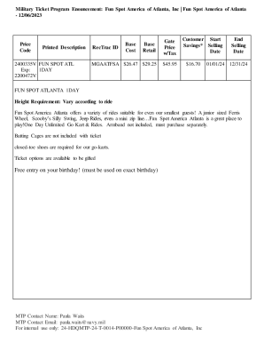 Fillable Online Military Ticket Program Enouncement: Fun Spot America ...