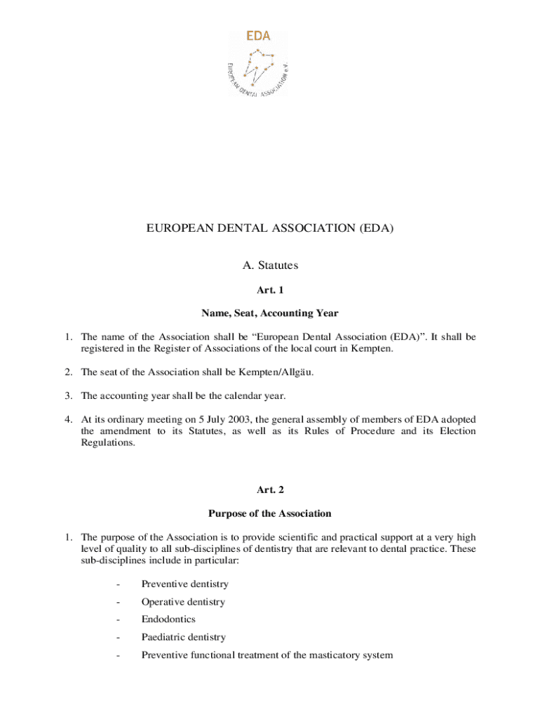 Fillable Online EDSA - European Dental Students AssociationAmsterdam ...
