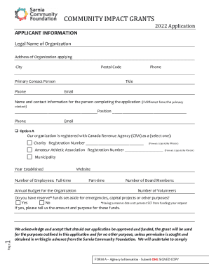 Fillable Online COMMUNITY IMPACT GRANTS 2022 Application Guidelines Fax ...