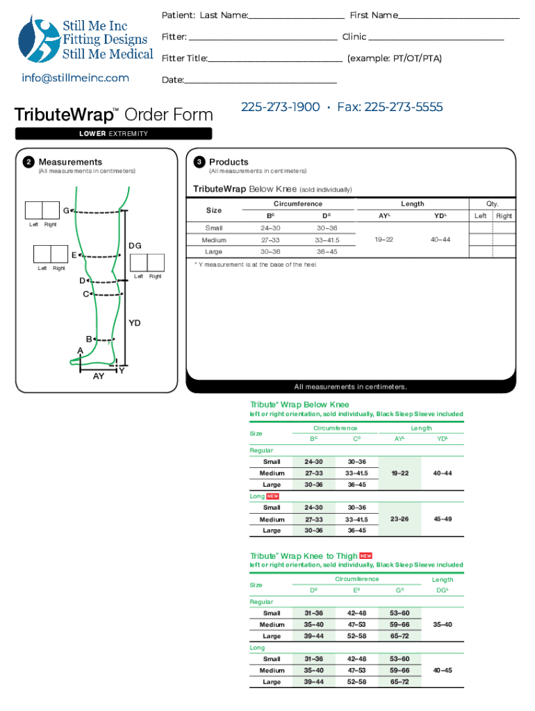 Fillable Online TRIBUTEWRAP NON-CUSTOM LEG GARMENT MEASUREMENT FORM Fax Email Print - pdfFiller