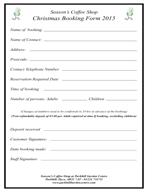 Fillable Online christmas-booking-form Fax Email Print - pdfFiller