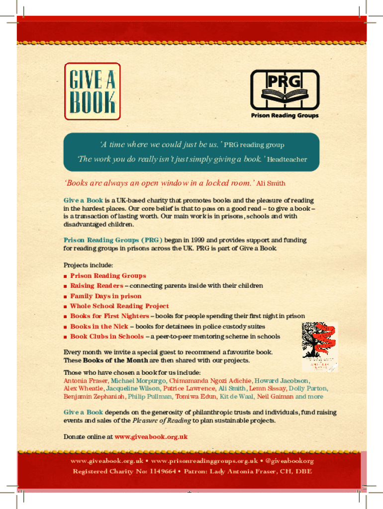 Fillable Online Prison Reading Groups: Home Fax Email Print - pdfFiller