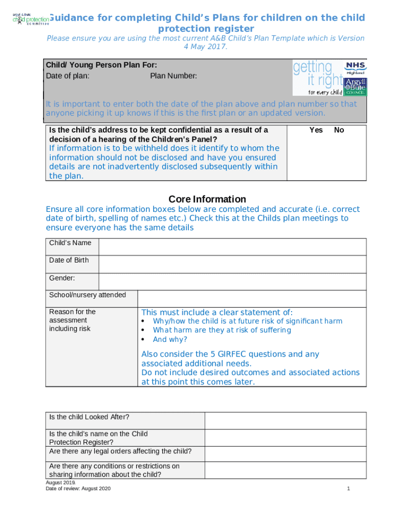 Fife Child's Plan Guidance for Practitioners Doc Template | pdfFiller