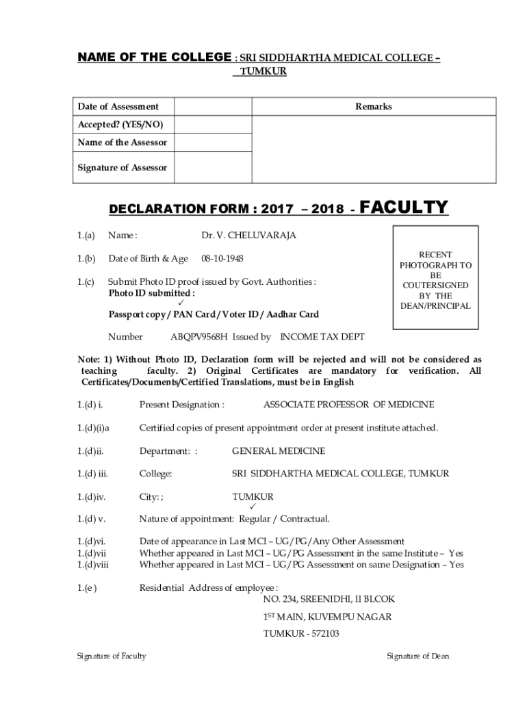 Fillable Online Fillable Online declaration form : 2017 2018 - faculty ...