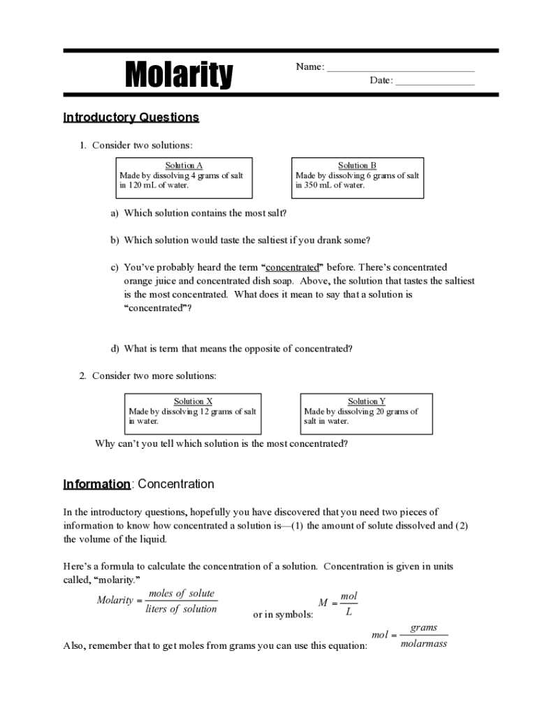 Fillable Online Rafaela De Arruda-Japur - Molarity Worksheets.pdf ...