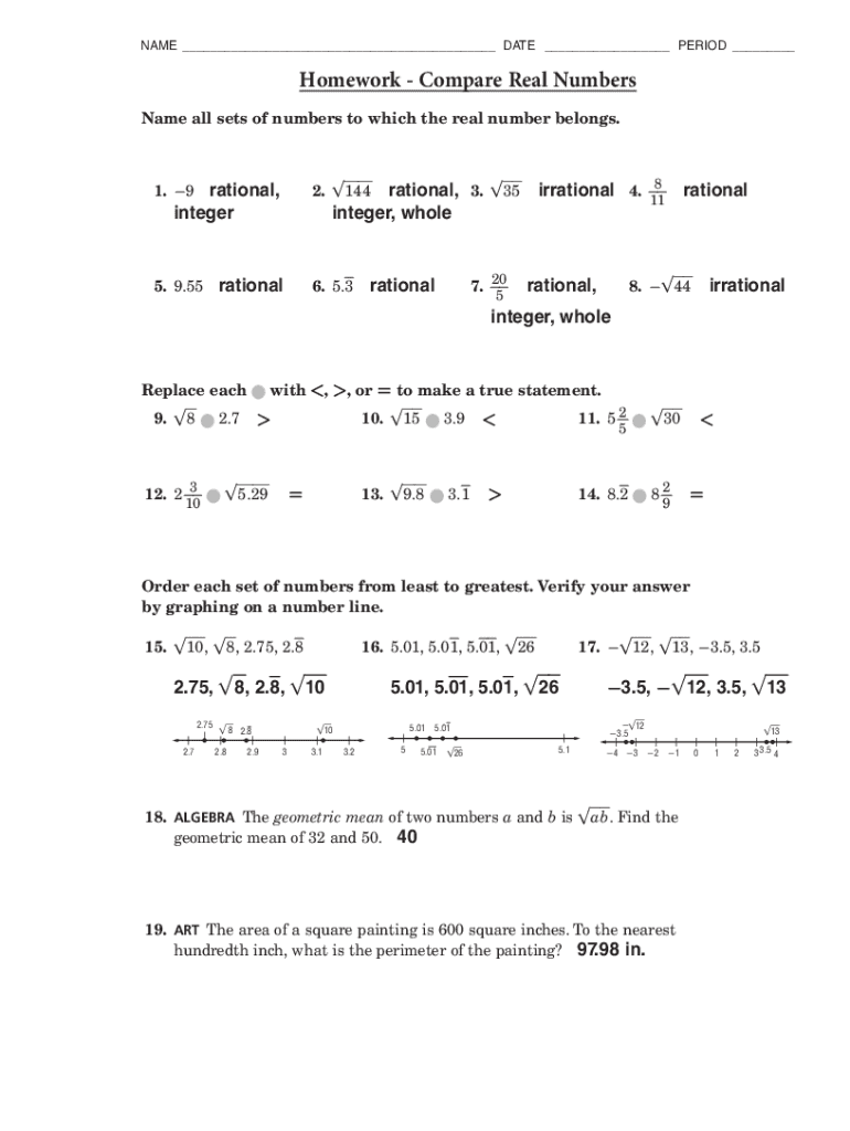 Fillable Online Test Real Number System REVIEW.pdf - Name: Period Fax ...