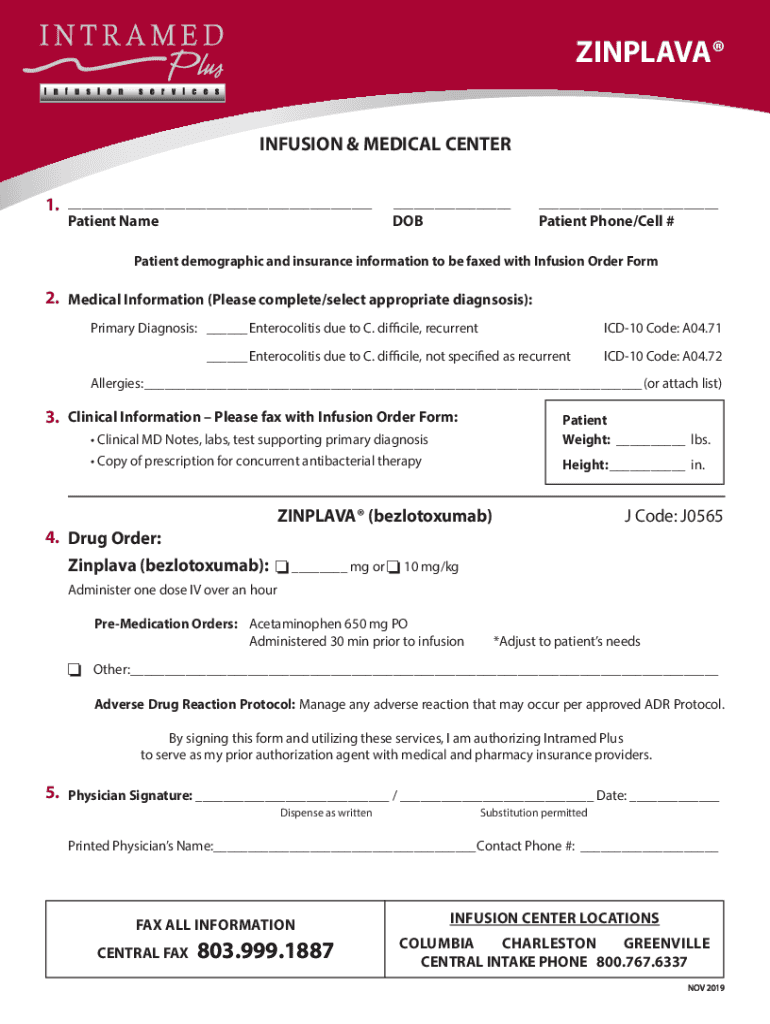 Fillable Online Zinplava-bezlotoxumab-Order-Form. ... Fax Email Print ...