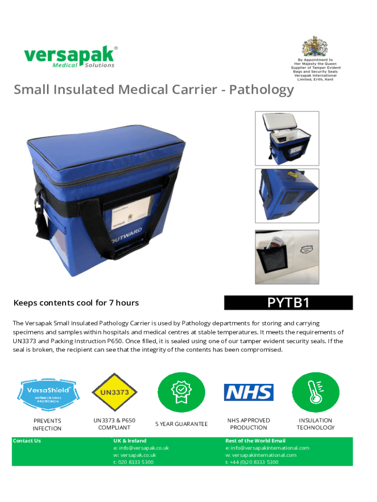 Fillable Online Insulated Pathology Specimen & Sample Carrier Bag ...