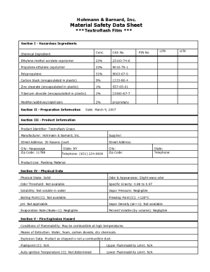 Fillable Online Air Vapor Barrier - Textroflash Film Safety Data Sheet ...