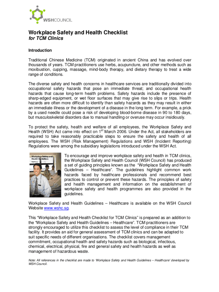 Fillable Online Workplace Safety and Health Checklist Fax Email Print ...