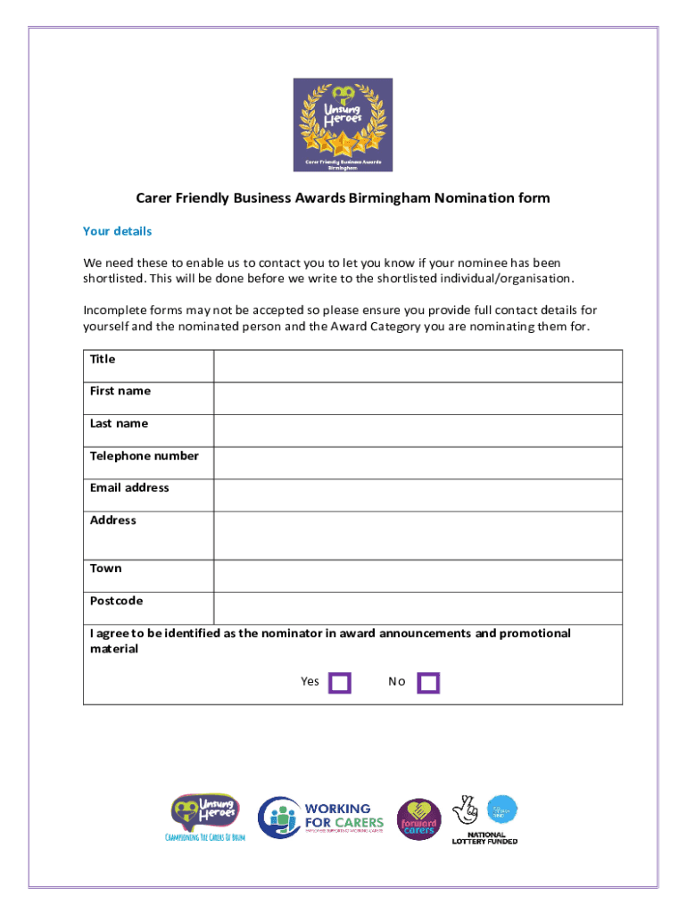 Fillable Online Nomination Form Signature Birmingham Fax Email Print - pdfFiller
