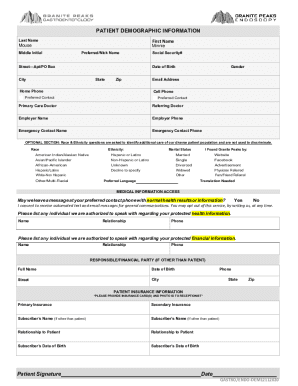 Fillable Online Demographic SheetFill and Print Fax Email Print - pdfFiller