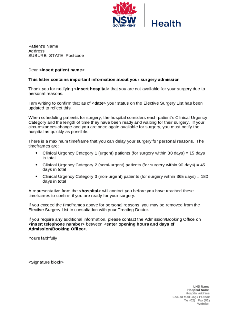 Patient notification letter that they have been suspended in category ...