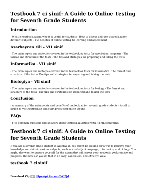 Fillable Online Testbook 7 ci sinif: A Guide to Online Testing for ...