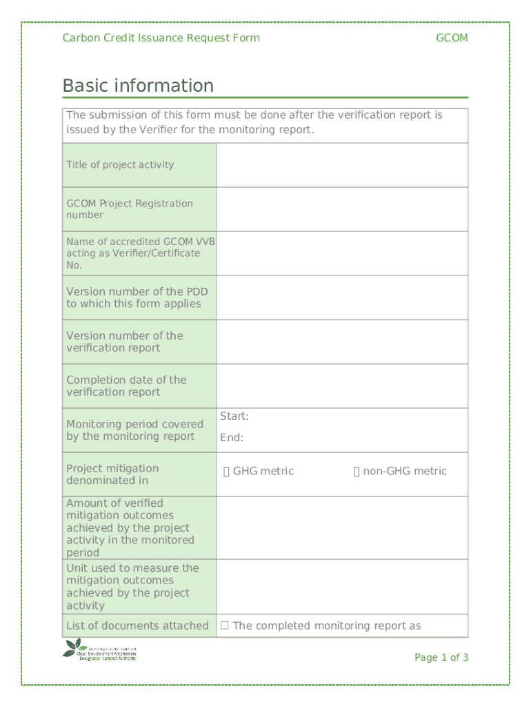 Carbon Credit Issuance Request . Saudi arabias voluntary greenhouse gas ...