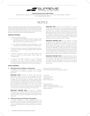 Fillable Online Fillable Online notice - Supreme Infrastructure India ...