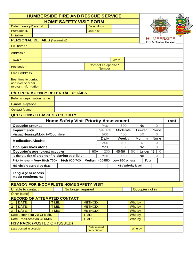 humberside fire and rescue service home safety visit Doc Template ...
