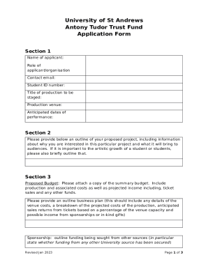Antony Tudor application Doc Template | pdfFiller