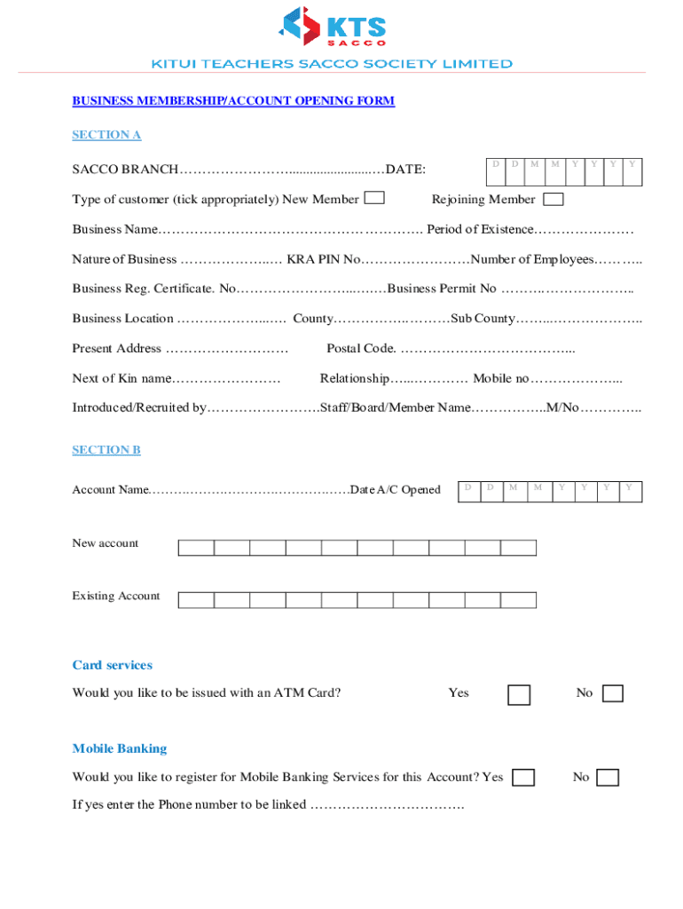 Fillable Online Diaspora Customer Account Opening Form AUG Fax Email ...