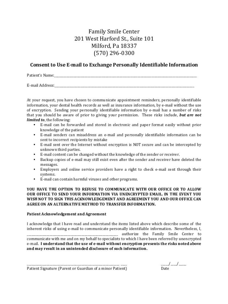 Fillable Online Consent for Unencrypted E-mail.docx Fax Email Print - pdfFiller