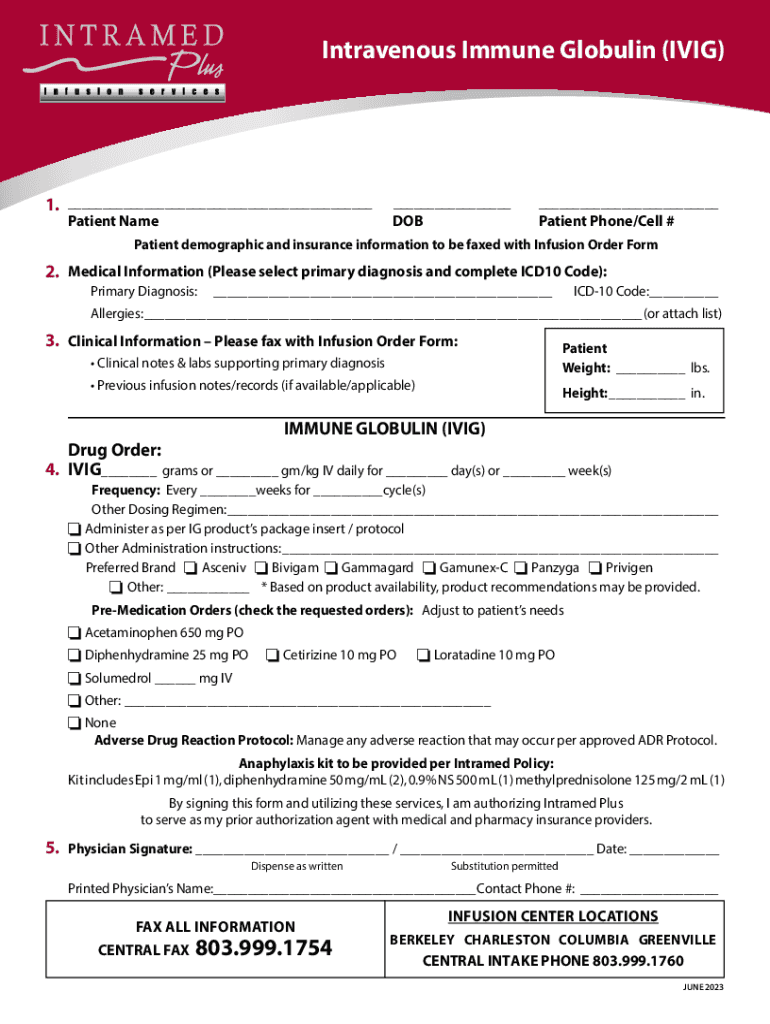 Fillable Online DR.002.D Intravenous Immune Globulin (IVIG) Fax Email ...