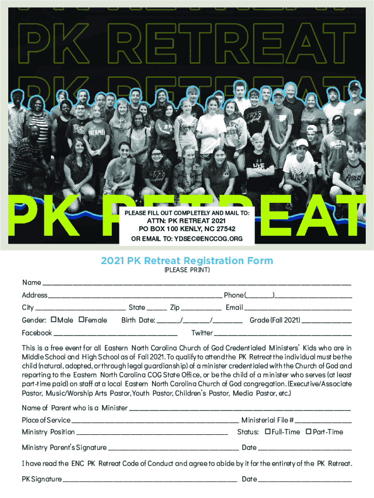 Fillable Online 2021 PK Retreat Registration Form Fax Email Print ...