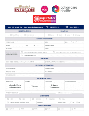 Fillable Online Injectafer/ferric carboxymatatic 750 mg 2 doses 7 days ...