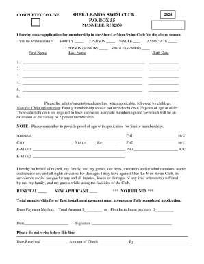 Fillable Online Sher-Le-Mon Swim Team Fax Email Print - pdfFiller
