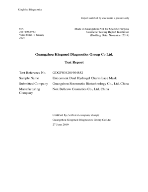 Fillable Online Guangzhou Kingmed Diagnostics Group Co Ltd. Test Report ...
