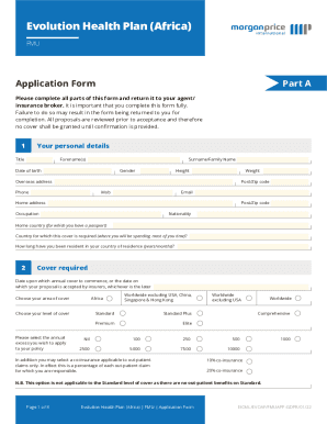 Fillable Online Evolution Health Plan (Africa) Fax Email Print - pdfFiller